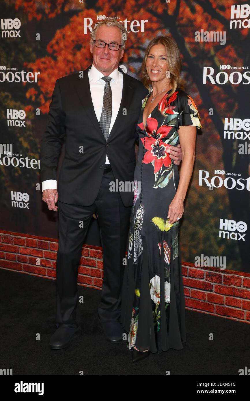 John C. McGinley, left, and Nicole McGinley attend the premiere of HBO ...