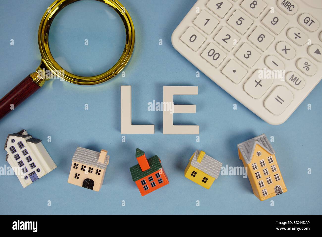 LE abbreviation of Latest Estimate alphabet letters with house model ...