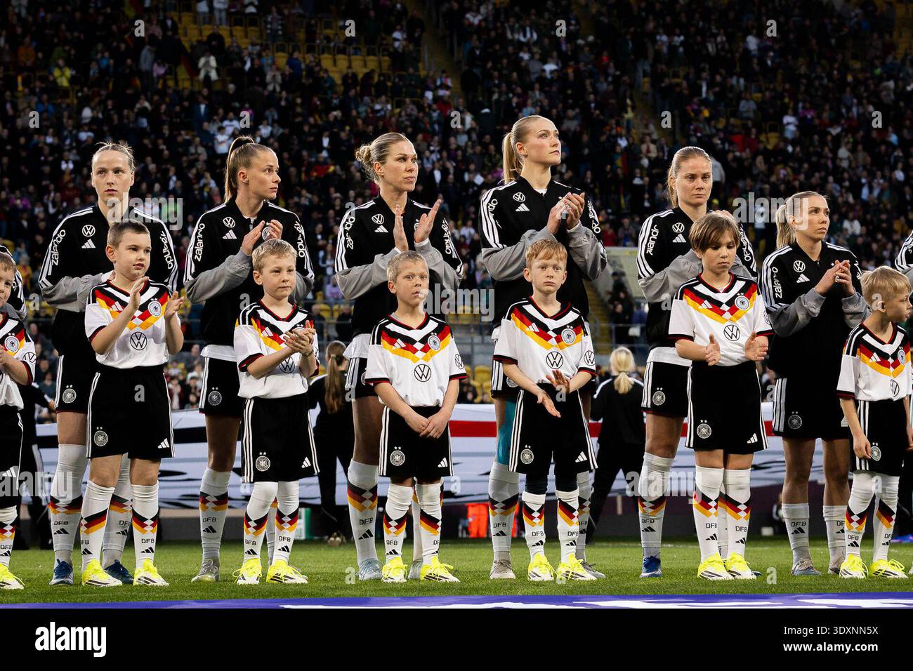 Dresden, Germany. 03rd Mar, 2026. The players of Germany line up for ...