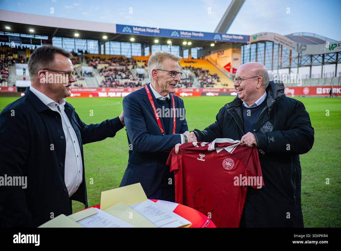 Horsens, Denmark. 03rd, March 2026. Jesper Moller (R), chairman of the ...