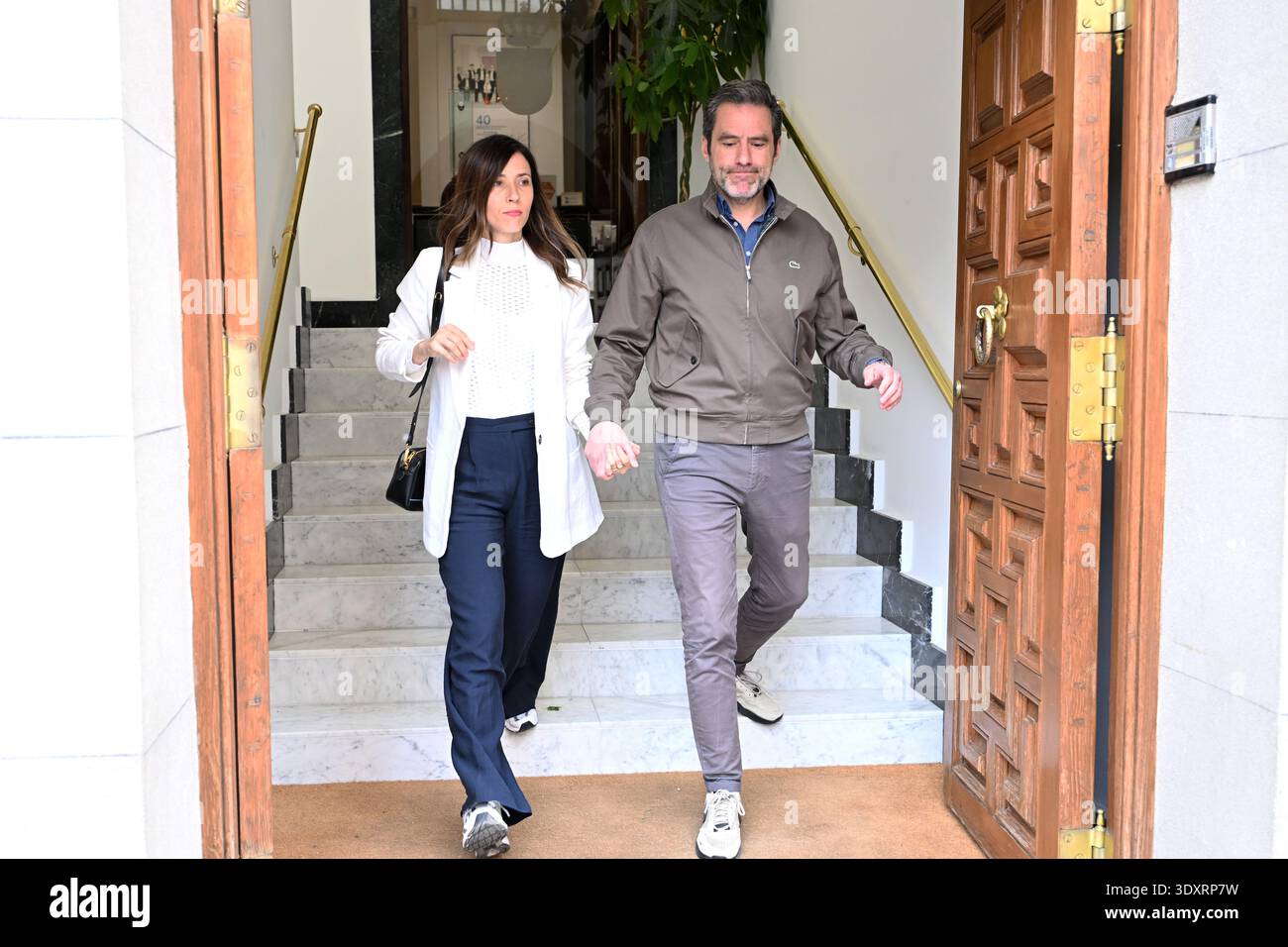 Bárbara Goenaga and Borja Sémper outside the funeral chapel for ...