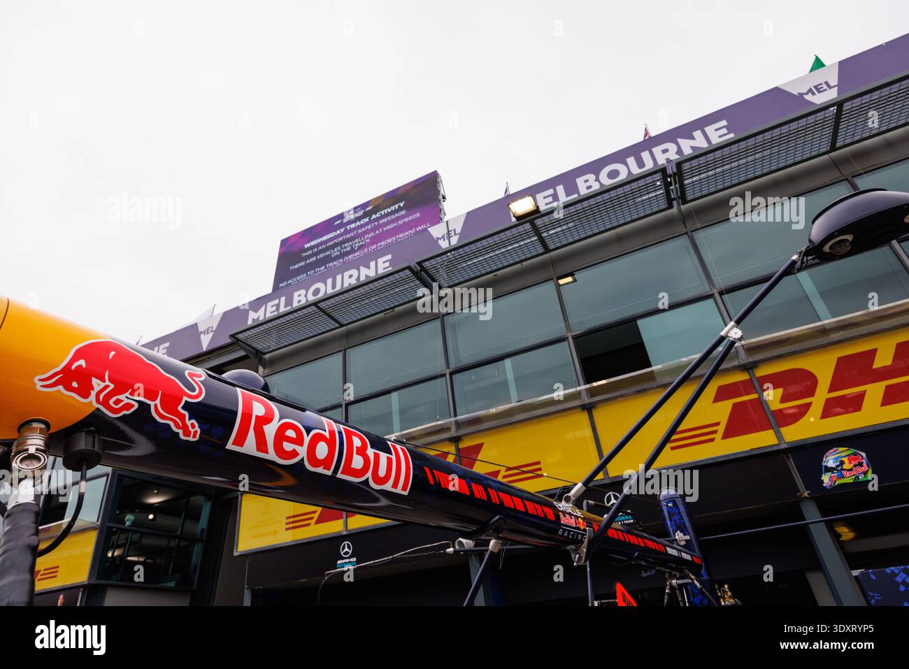The Oracle Red Bull Racing team gantry in pit lane ahead of the F1 ...