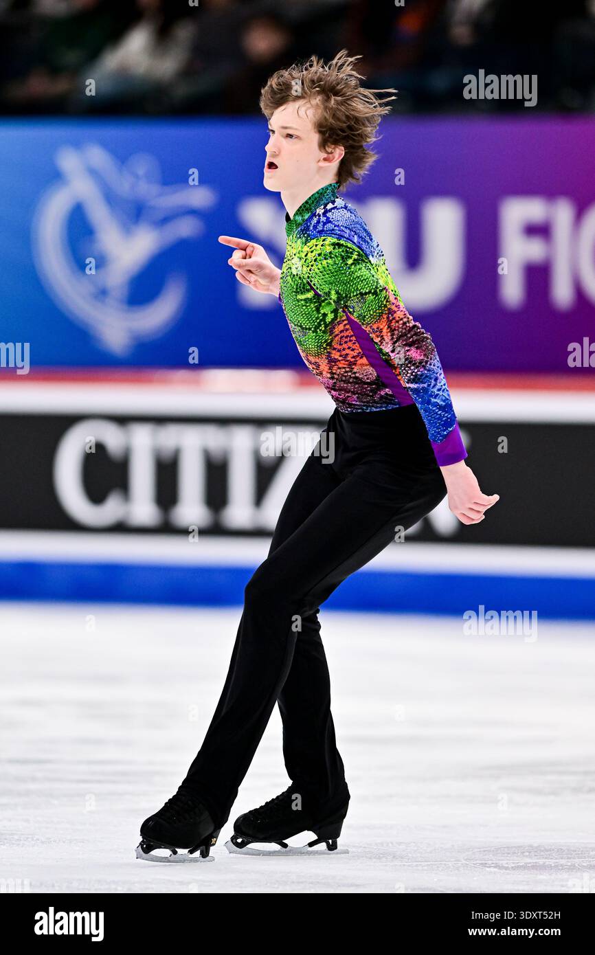 Vladislav CHURAKOV (EST), during Junior Men Short Program, at the ISU ...