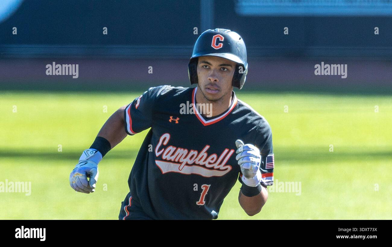 Campbell infielder/outfielder Elijah Clayton (1) during an NCAA ...