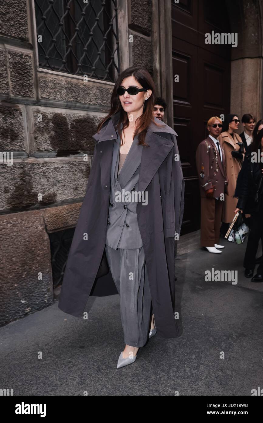 Vittoria Puccini, an Italian actress, arrives at the Giorgio Armani ...