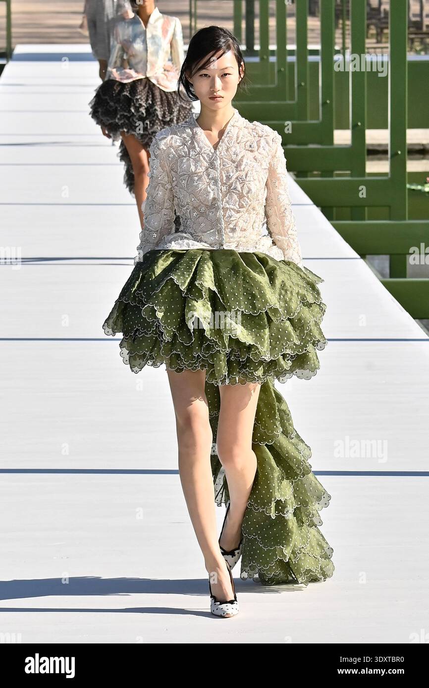 Model Zhao Ziqi is seen on the catwalk at the Dior fashion show during ...