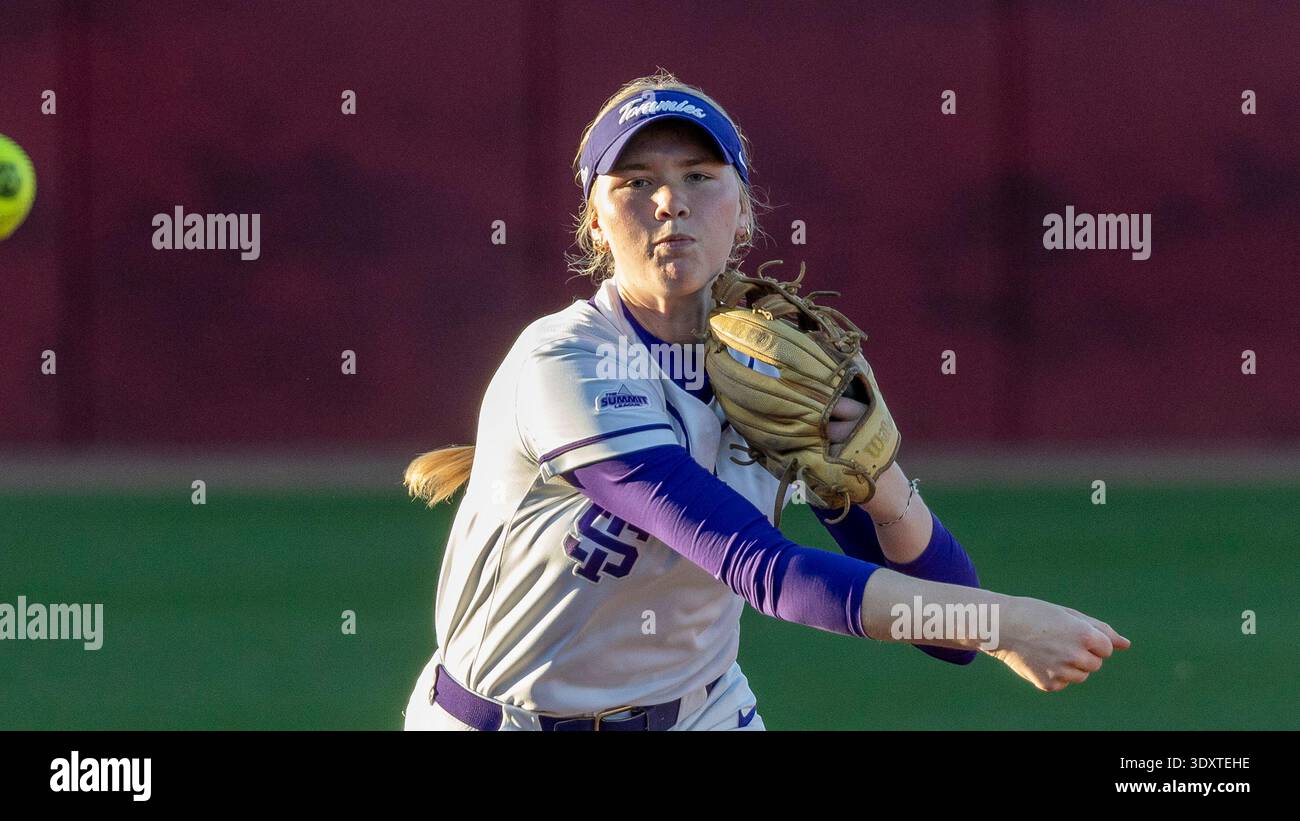 St. Thomas infielder Maddy Freking (2) during an NCAA softball game on ...