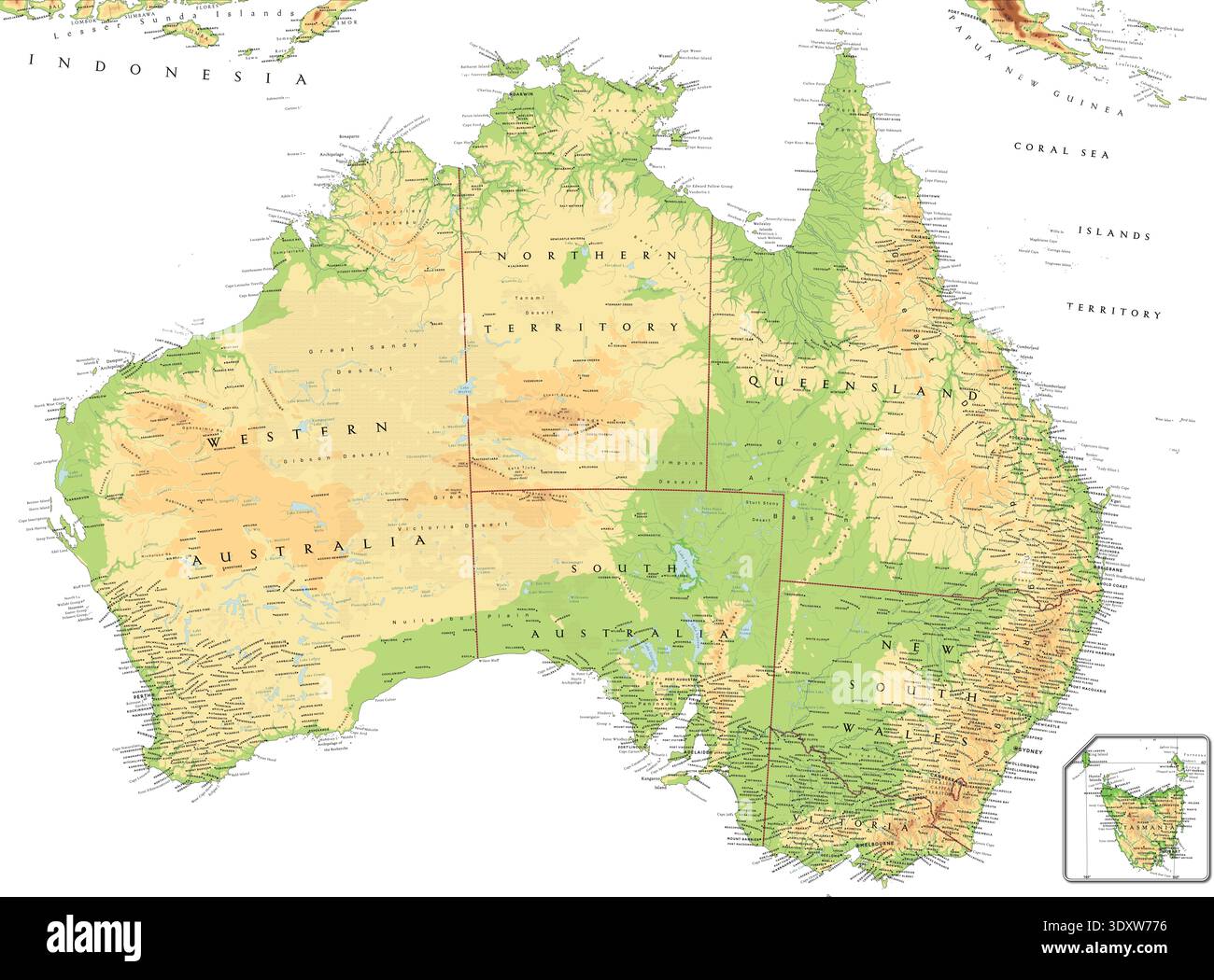 Australia terrain map. Super high quality. Detailed with thousands of ...