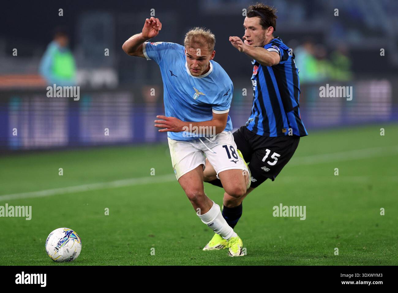 Rome, Italy - March 4, 2026: Gustav Isaksen of Lazio, Marten de Roon of ...