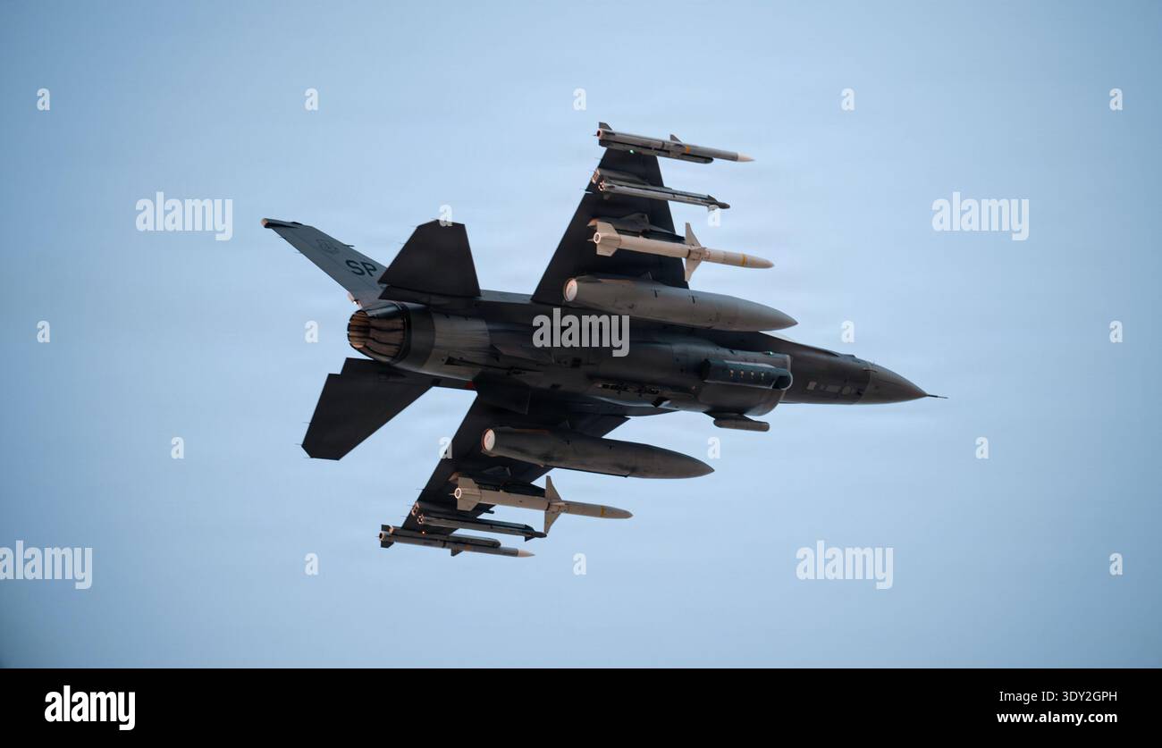 A U.S. Air Force F-16 takes flight in the Middle East in support of ...