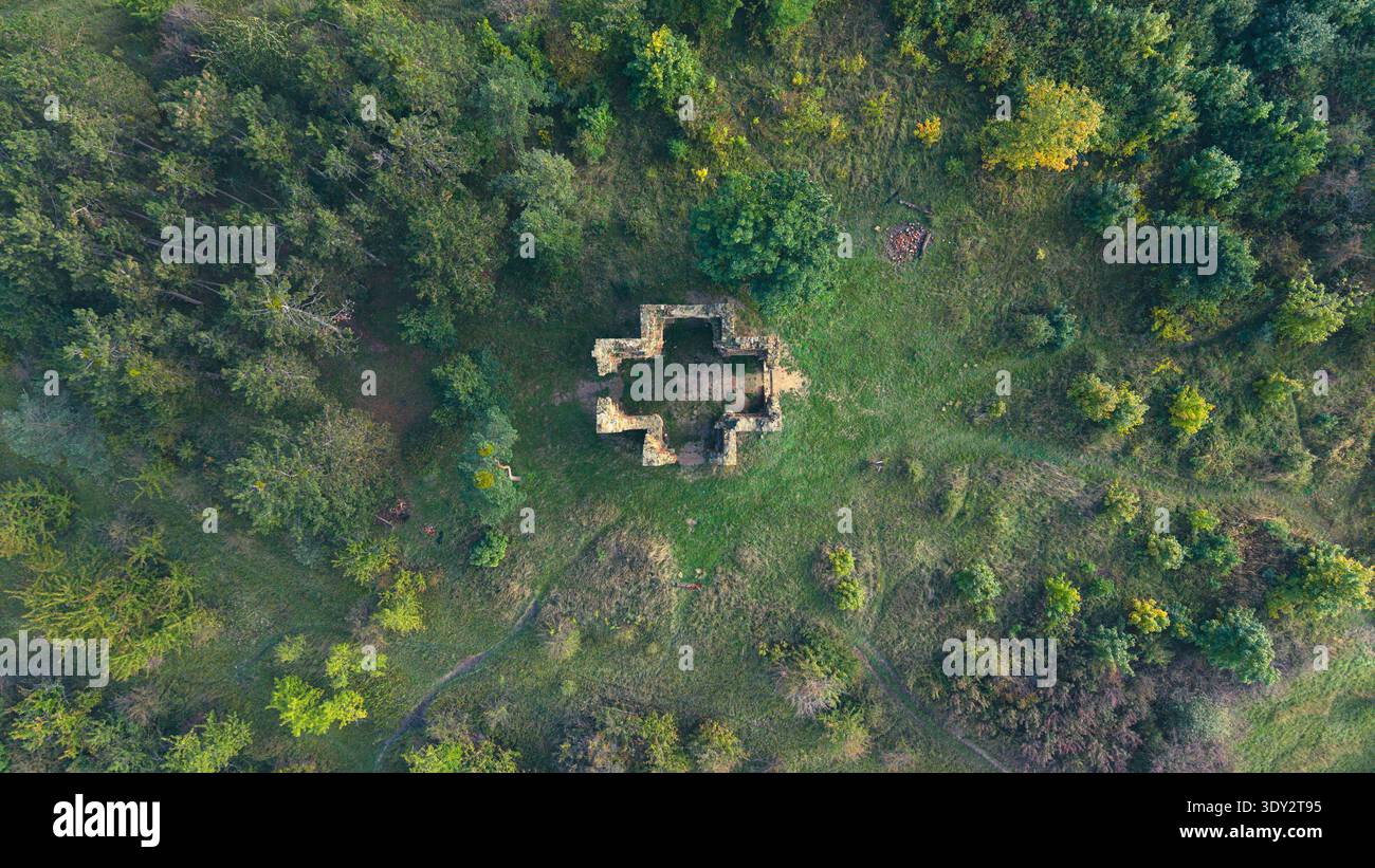 Aerial view of the Chapel of the Exaltation of the Holy Cross ruins in ...