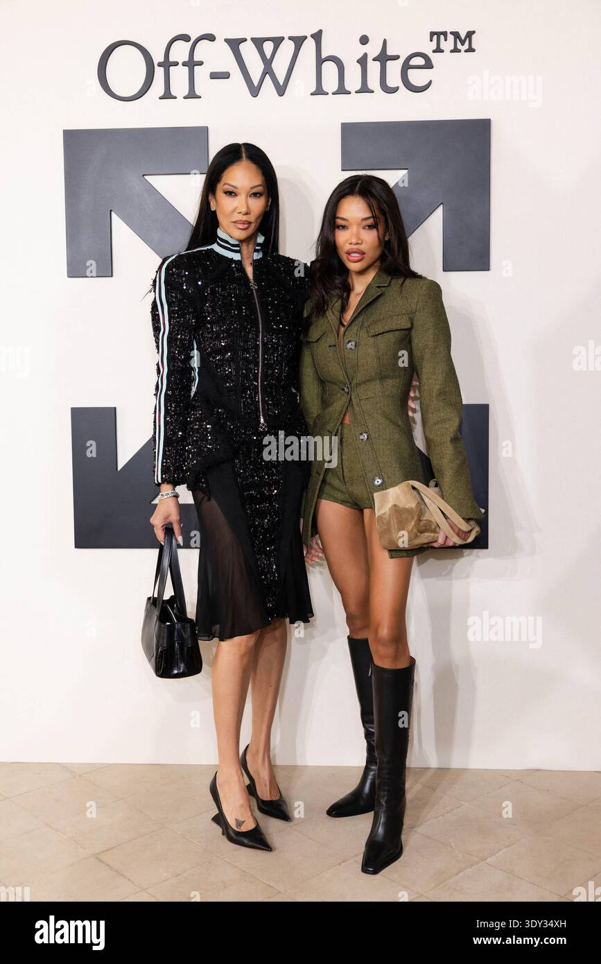 Kimora Lee Simons and Ming Lee Simons attends the Off-White Womenswear ...