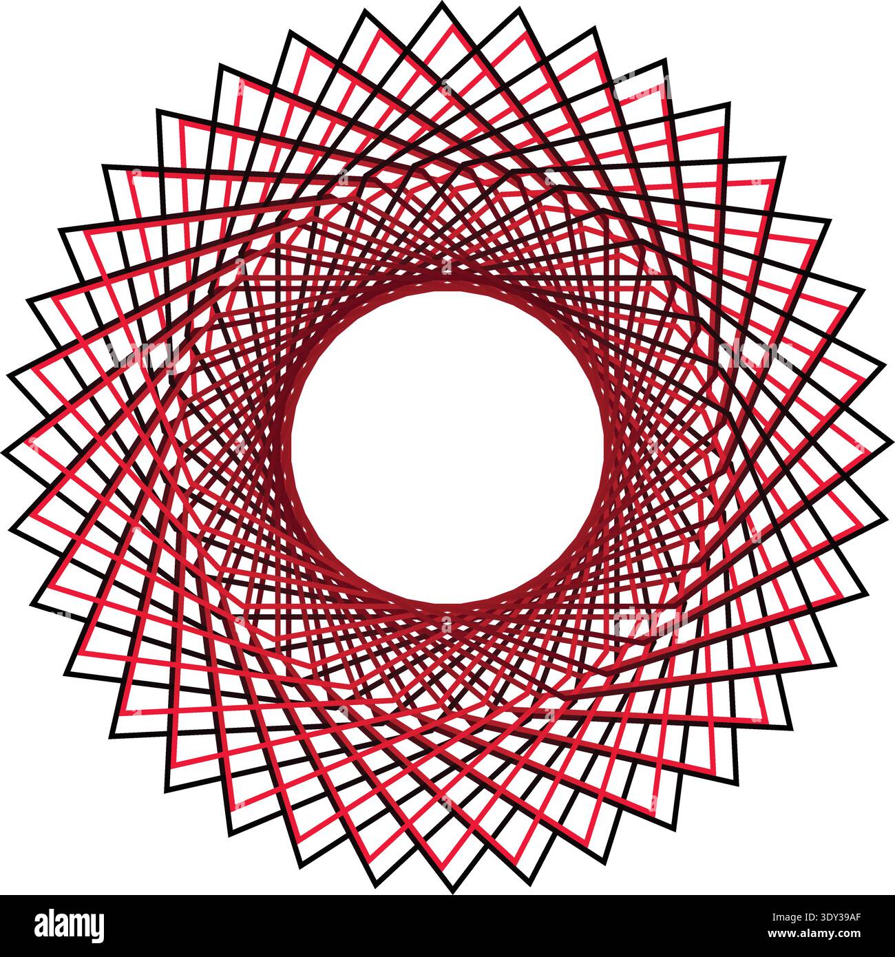 The image showcases a complex geometric pattern with overlapping red ...