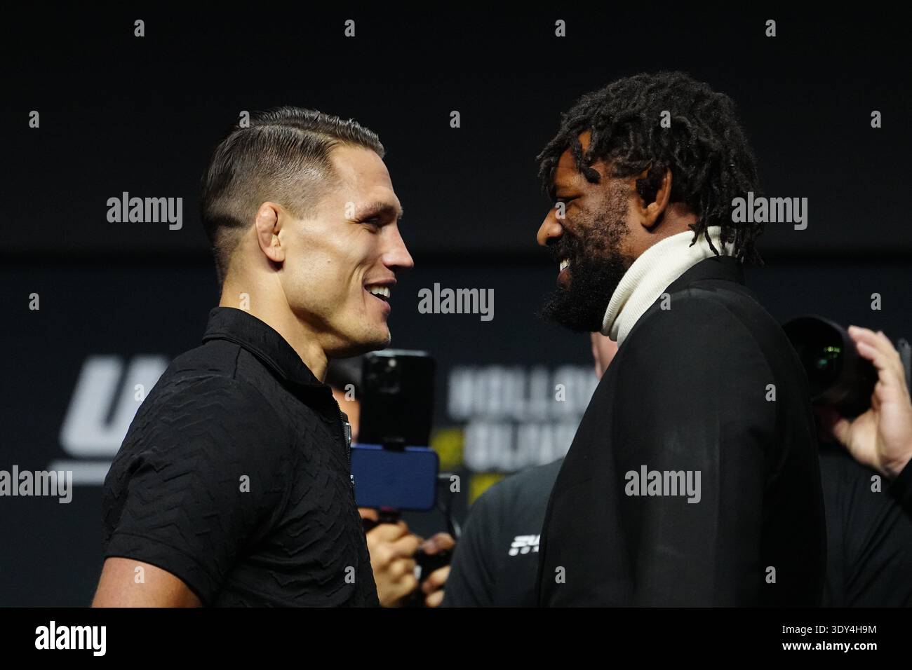 Drew dober and michael johnson face off hi-res stock photography and ...