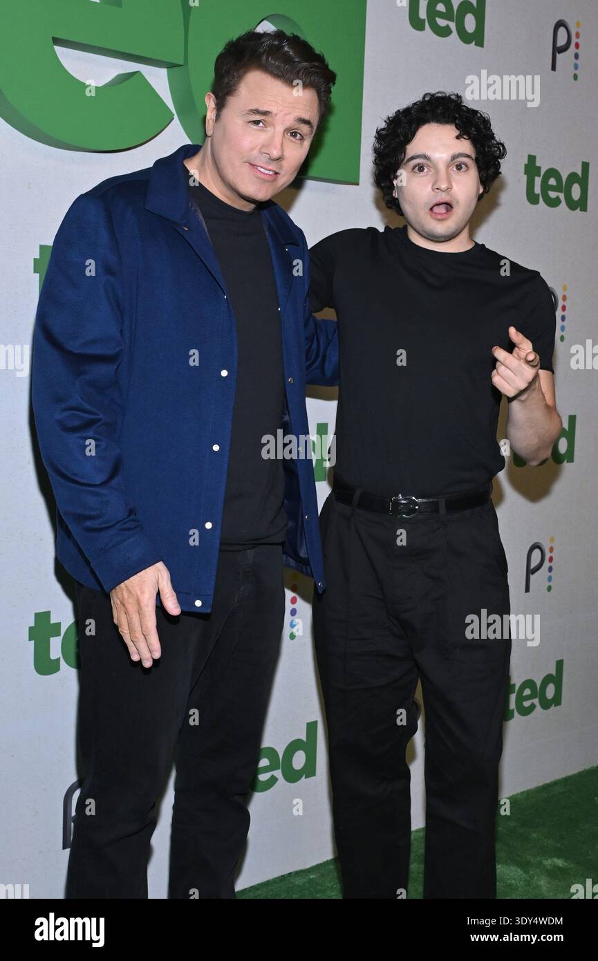 (L-R) Seth MacFarlane and Max Burkholder attend Peacock's 'Ted' Season ...