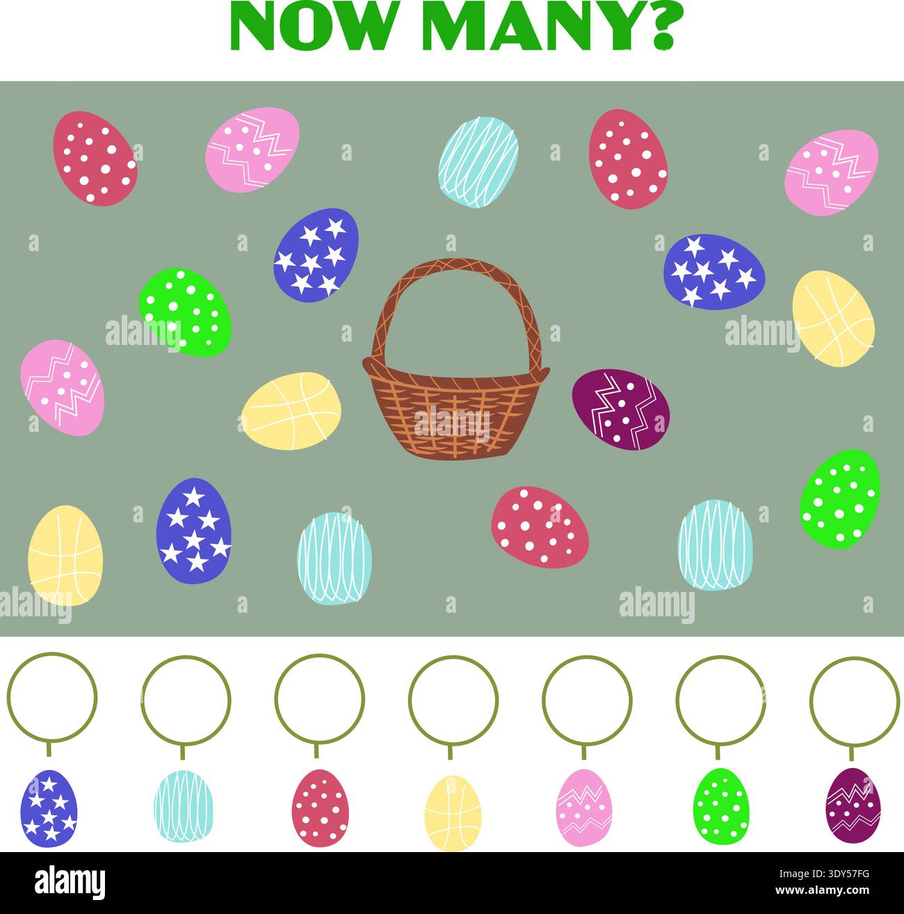 Easter eggs counting worksheet for kids Stock Vector Image & Art - Alamy