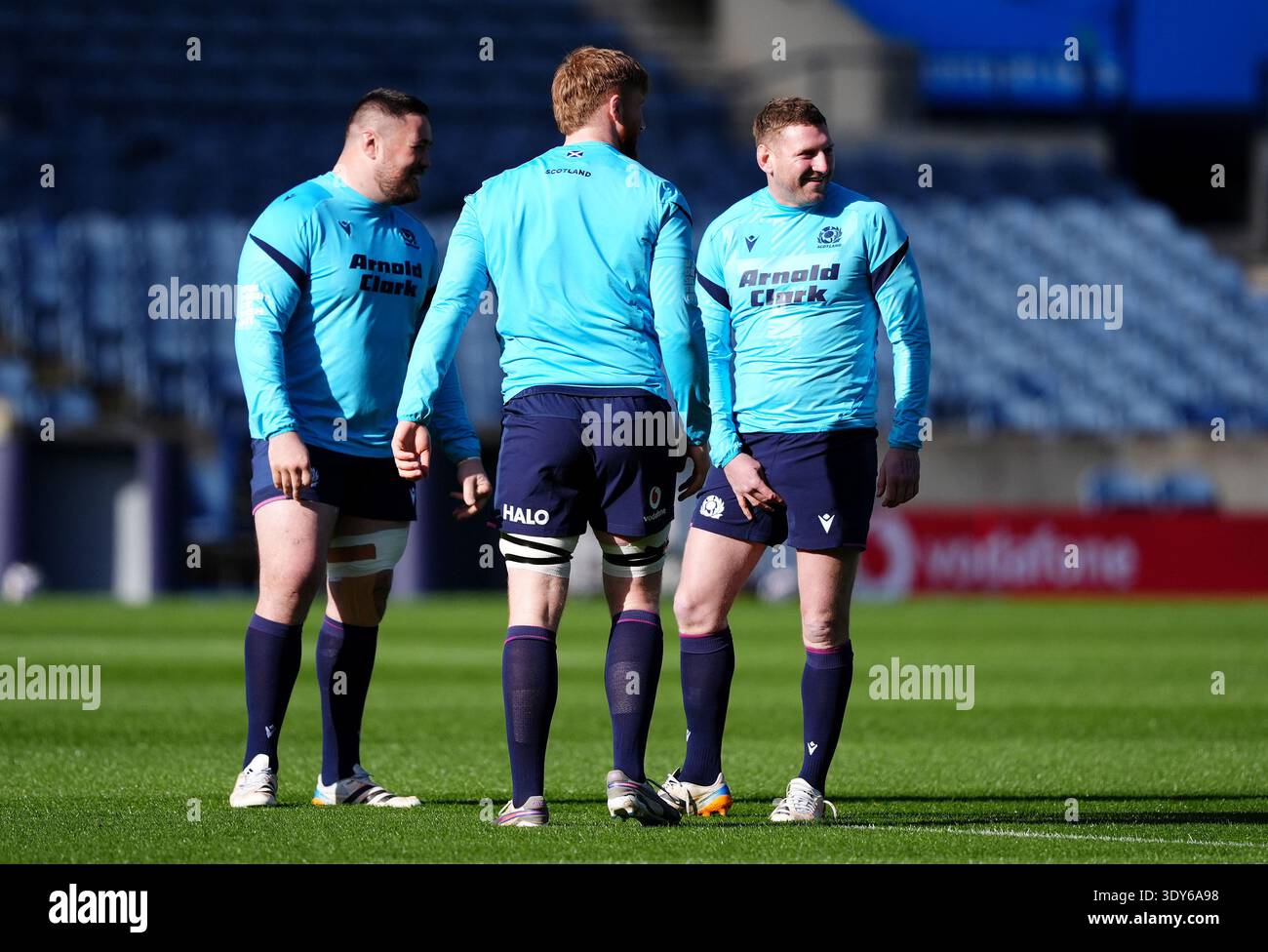 Scotland's Finn Russell (right) during a team run at Scottish Gas ...