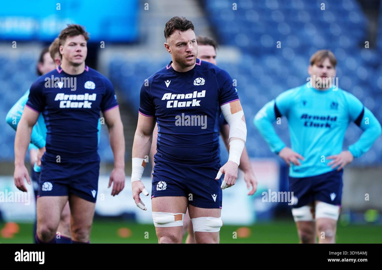 Scotland's Jack Dempsey (centre) during a team run at Scottish Gas ...