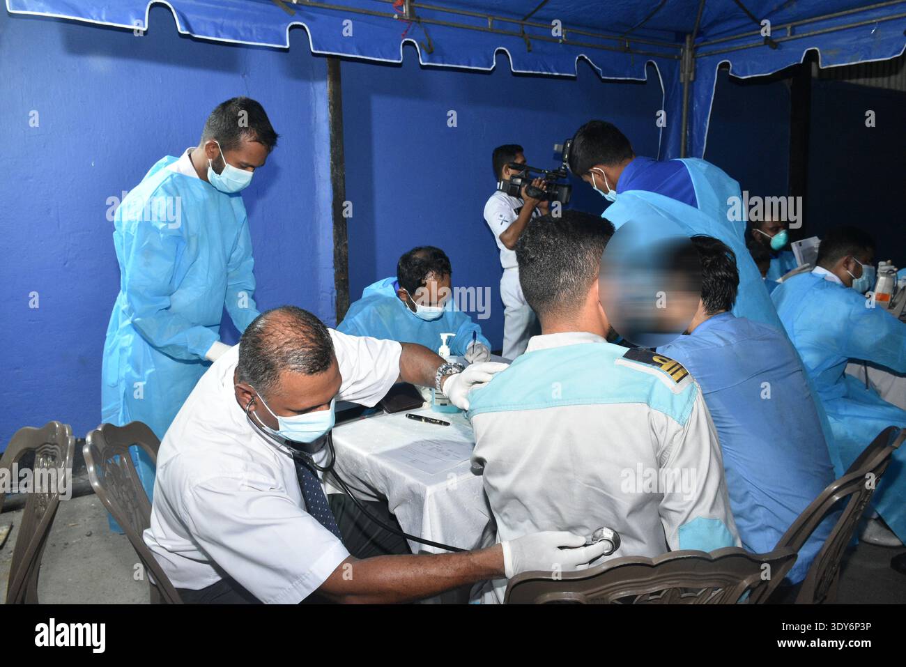 Colombo. 6th Mar, 2026. Crew members of the Iranian naval vessel IRIS ...