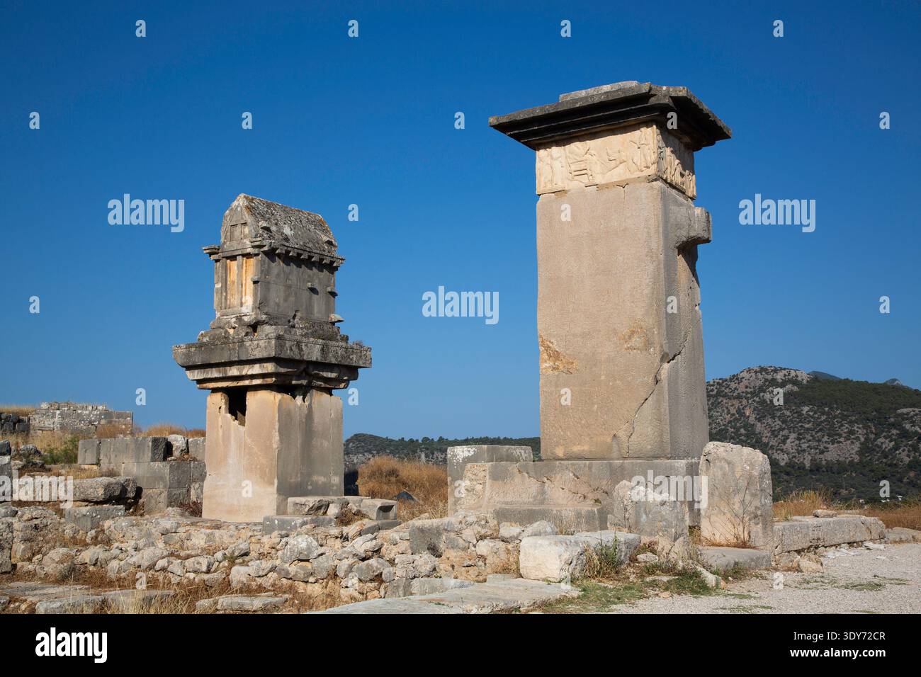 Lycian Pillar Tomb (left) & Harpy Monument, Xanthos Archaeological Site ...
