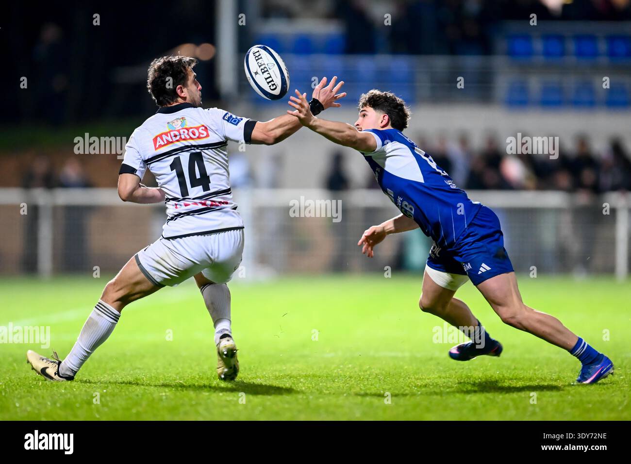 Julien Tisseron of Brive and Theo Giral of Colomiers during the Pro D2 ...