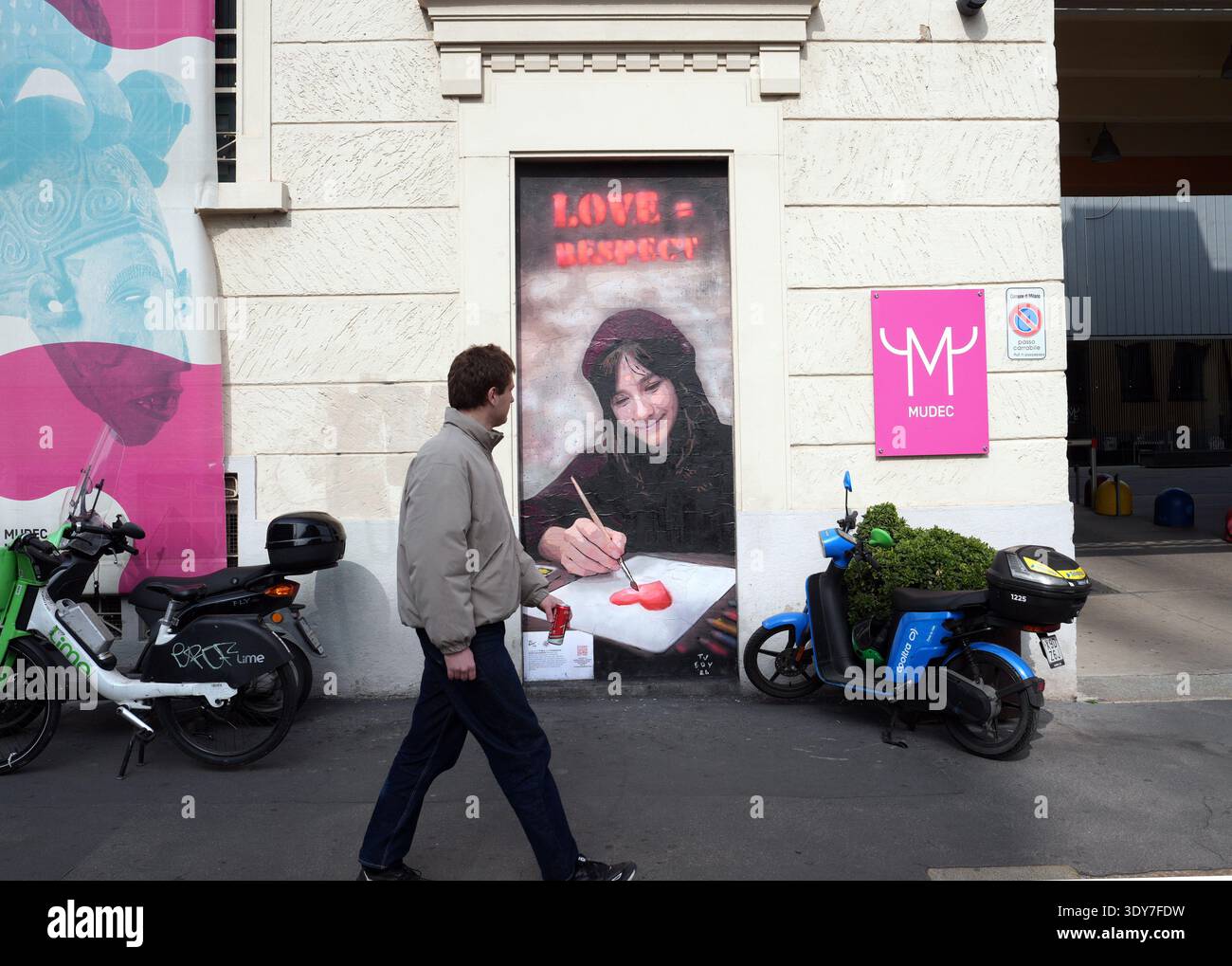Milan, Mural by Tvboy for Giulia Cecchettini in front of the Mudec ...
