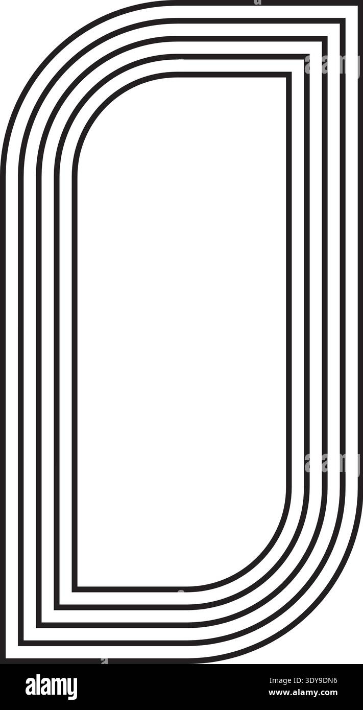 Rectangular frame with two curved corners outlined by five concentric ...