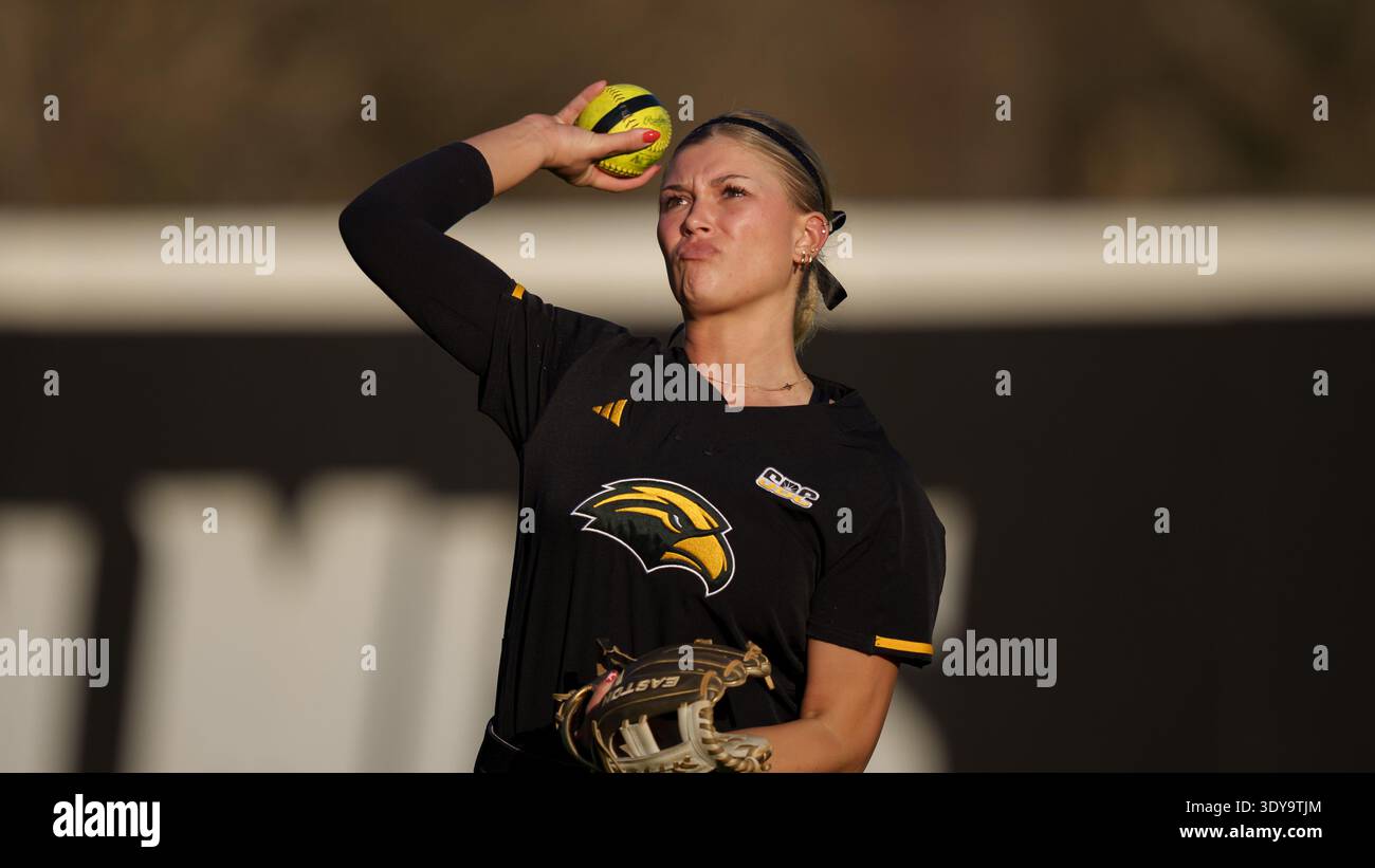 Southern Mississippi infielder Ava Segura (27) throws during an NCAA ...
