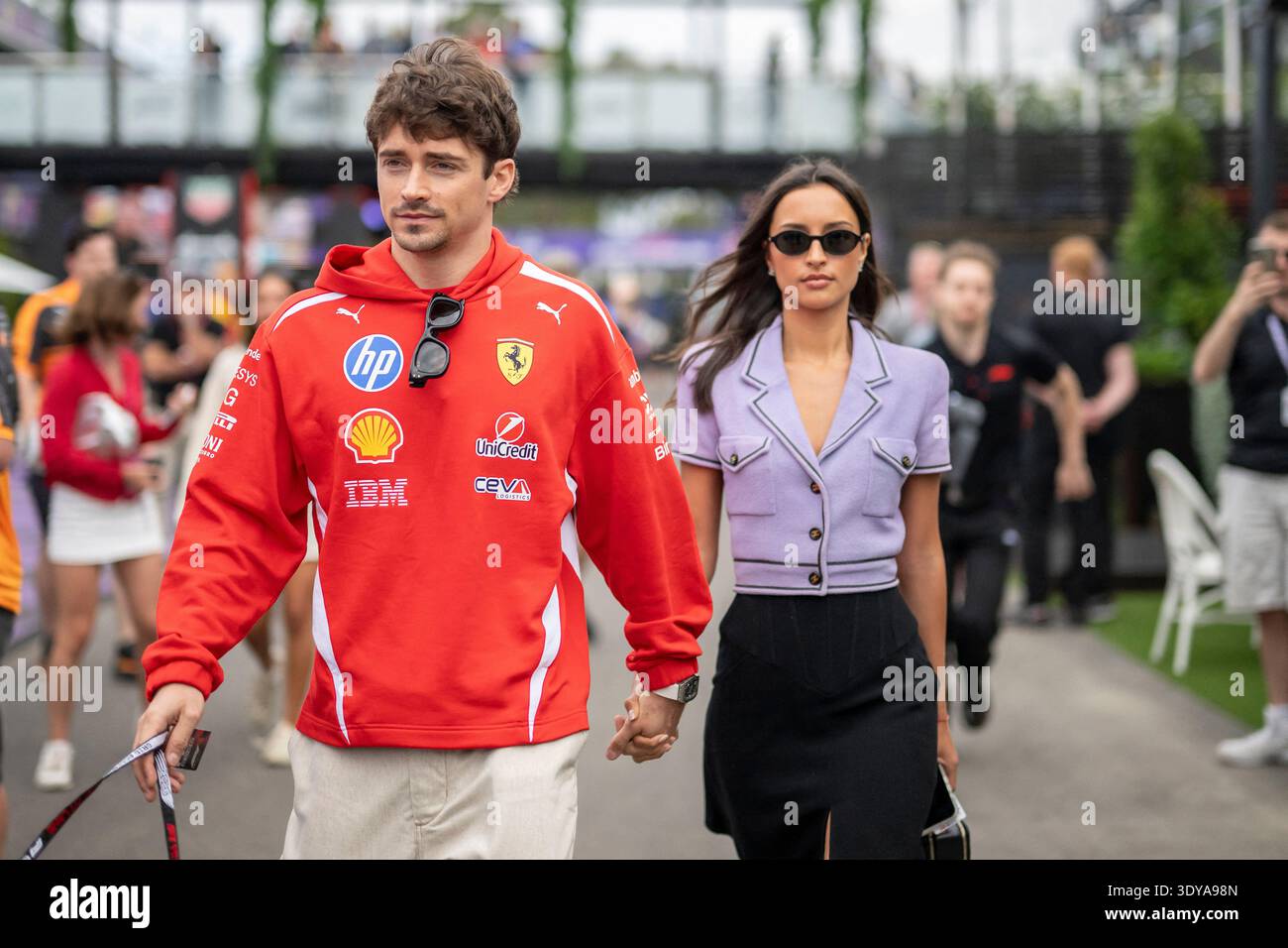 Charles Leclerc and his wife Alexandre Saint Mleux during the third and ...