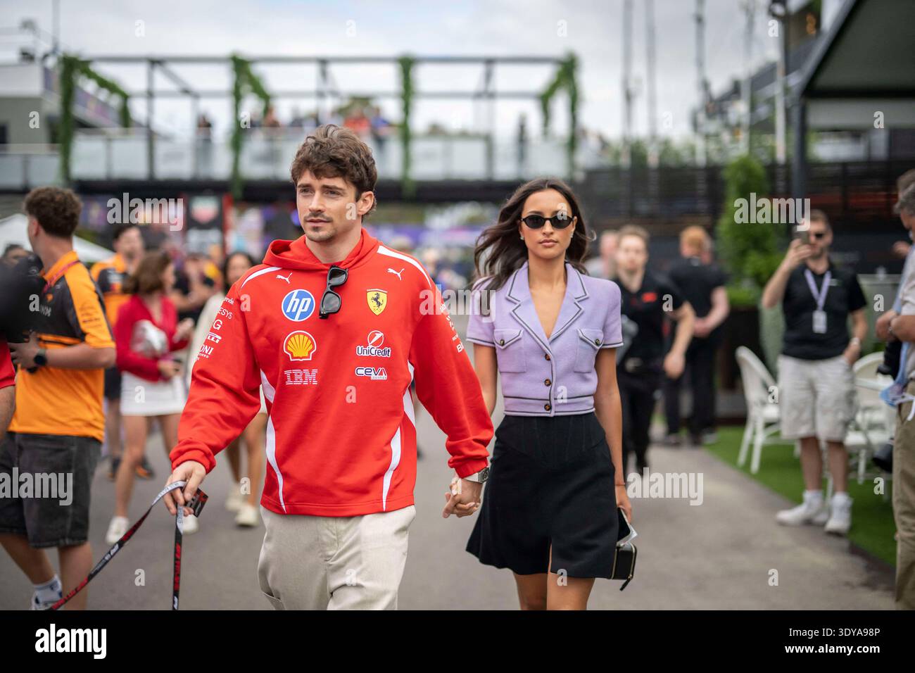 Charles Leclerc and his wife Alexandre Saint Mleux during the third and ...