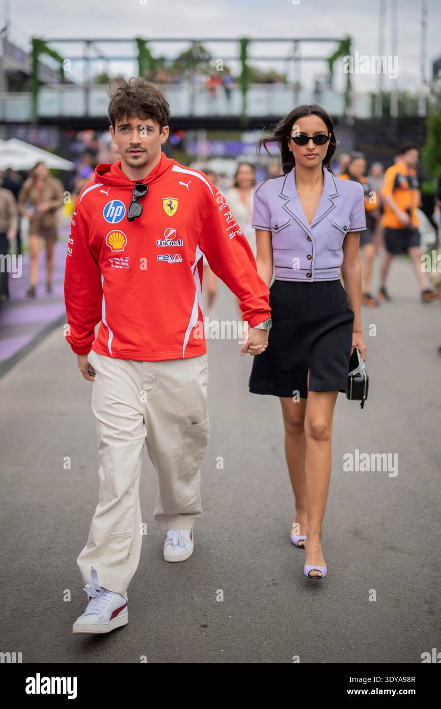 Charles Leclerc and his wife Alexandre Saint Mleux during the third and ...