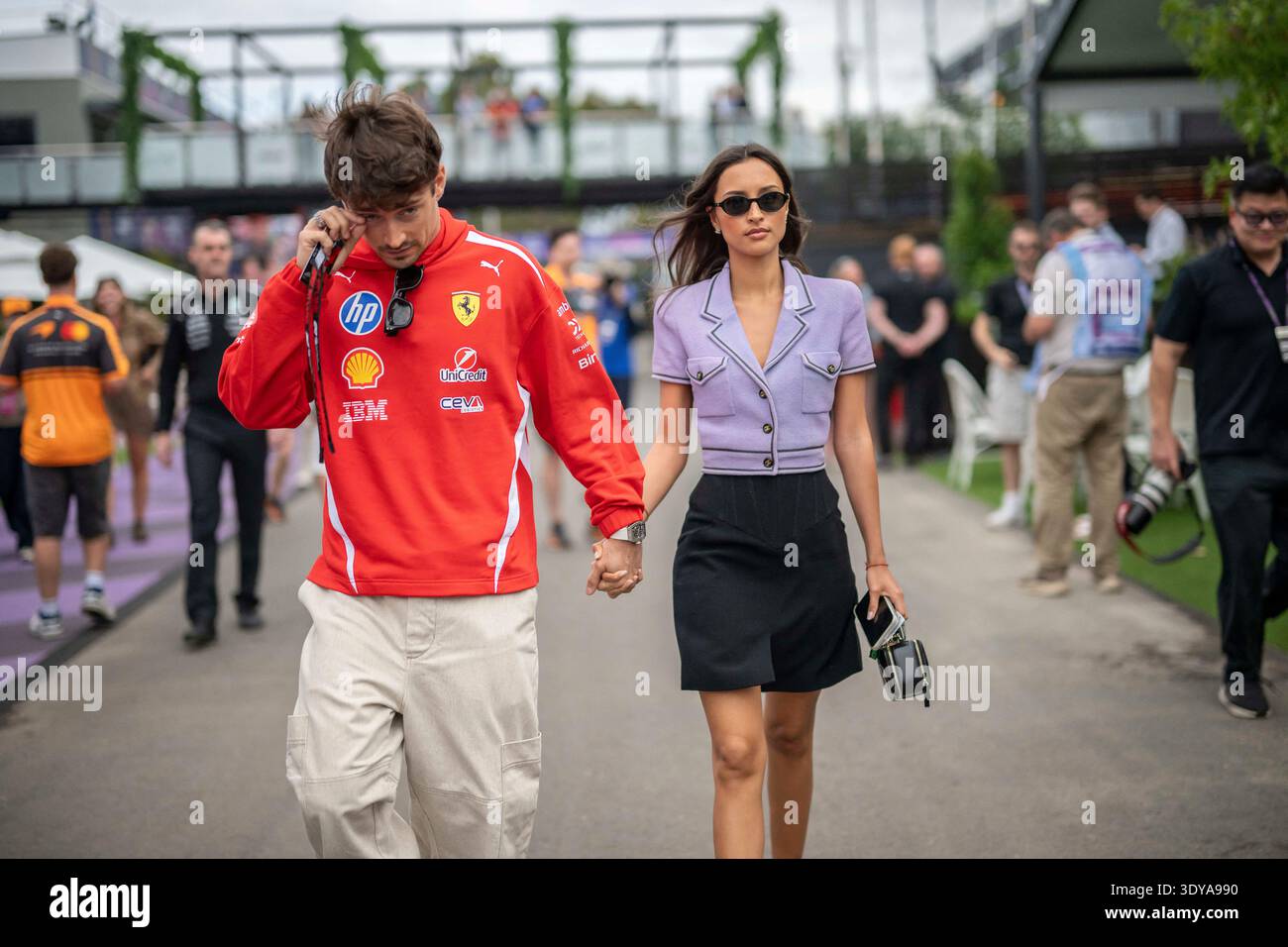 Charles Leclerc and his wife Alexandre Saint Mleux during the third and ...