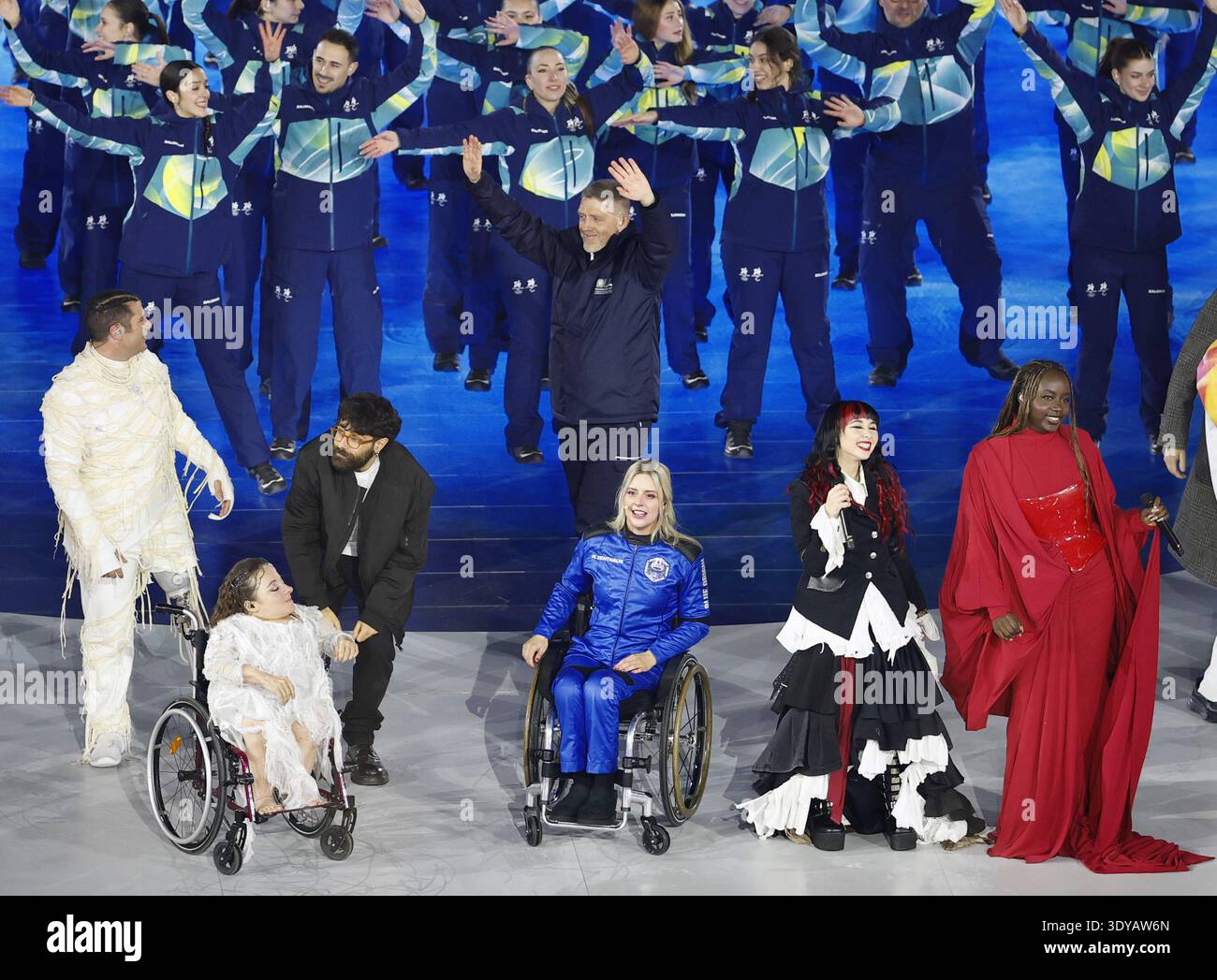 Aerospace engineer Michaela Benthaus (3rd from R, front) appears in the ...