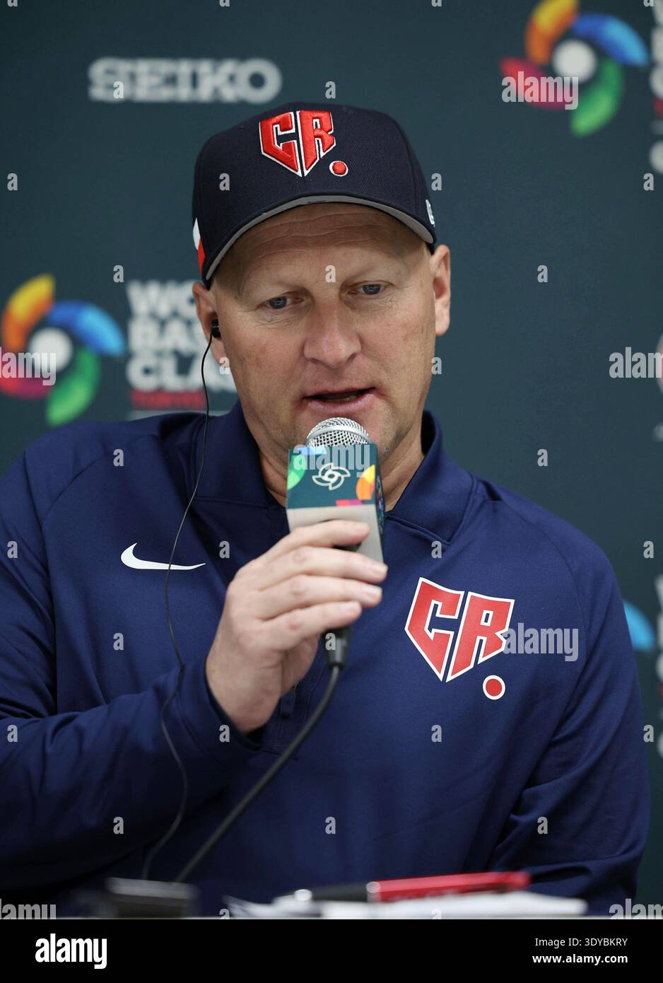 Czechia manager Pavel Chadim attends a press conference at Tokyo Dome ...