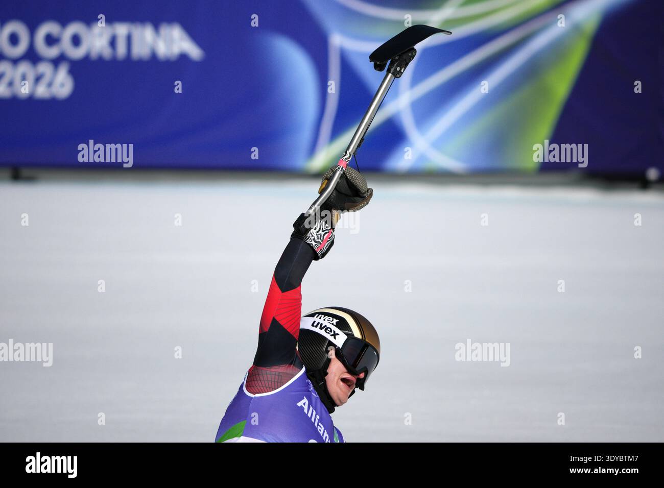 Anna-Lena Forster, of Germany, reacts after her run in the alpine ...
