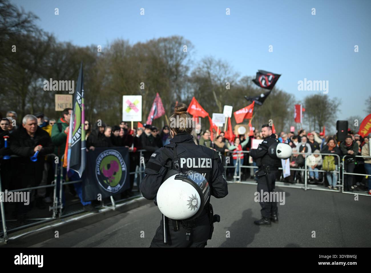 Marl, Germany. 07th Mar, 2026. A demonstration takes place in front of ...