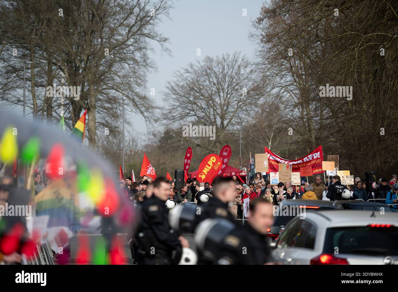 Marl, Germany. 07th Mar, 2026. A demonstration takes place in front of ...
