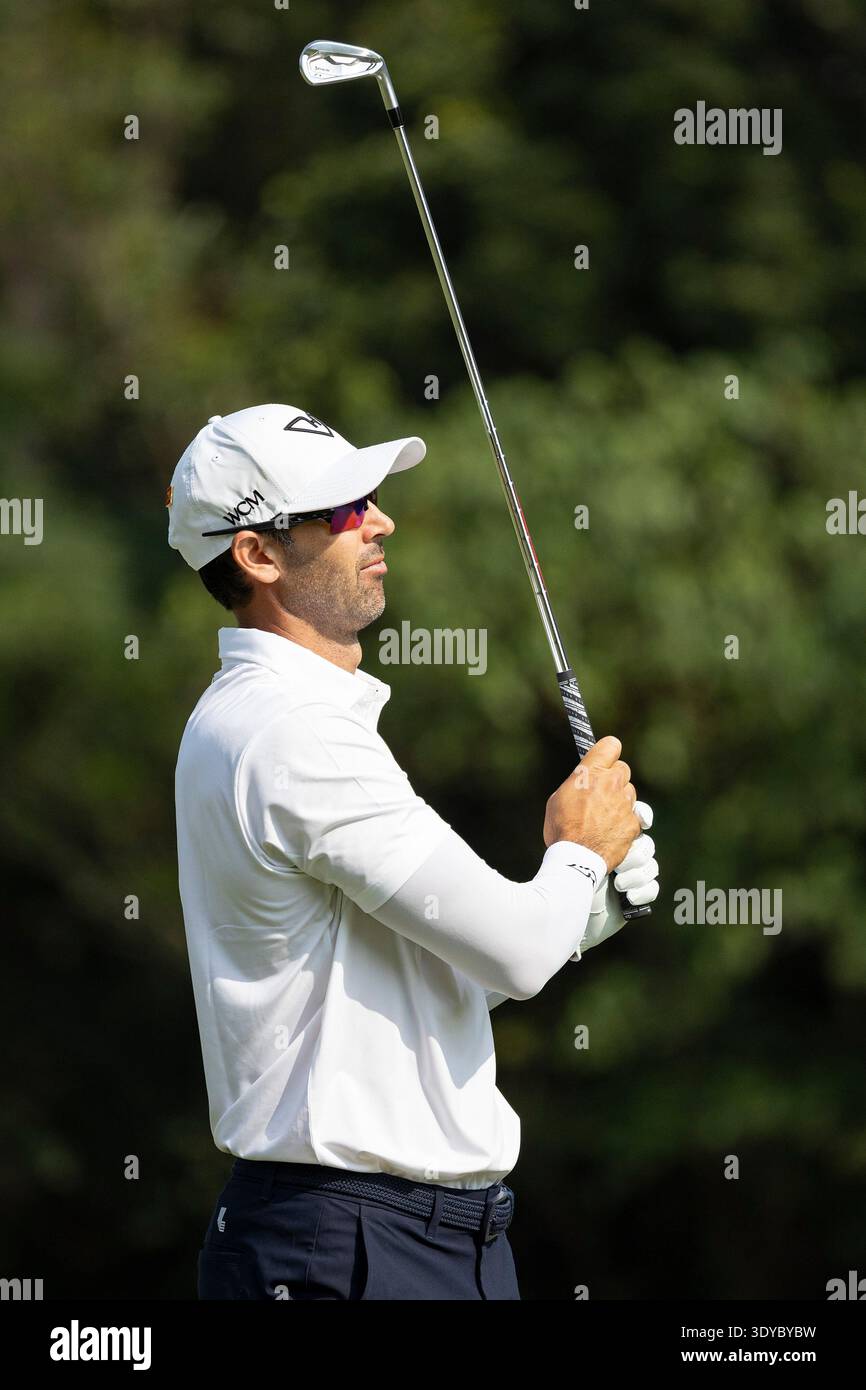 Cameron Tringale of HyFlyers GC looks on during the third round of HSBC ...