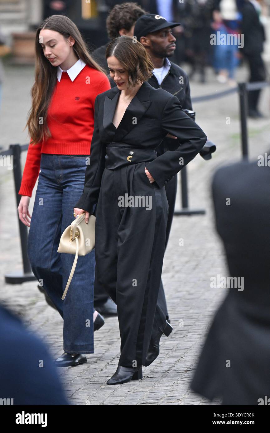 Sarah Paulson arriving at the Celine show during Fashion Week in Paris ...