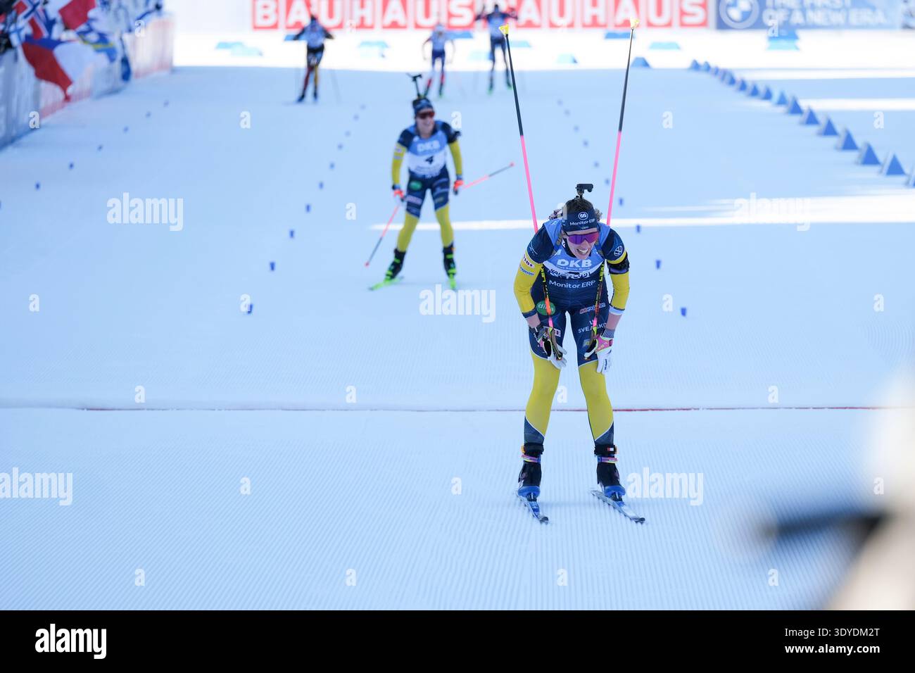 Elvira Öberg of Sweden crosses the finish line to place second in the ...