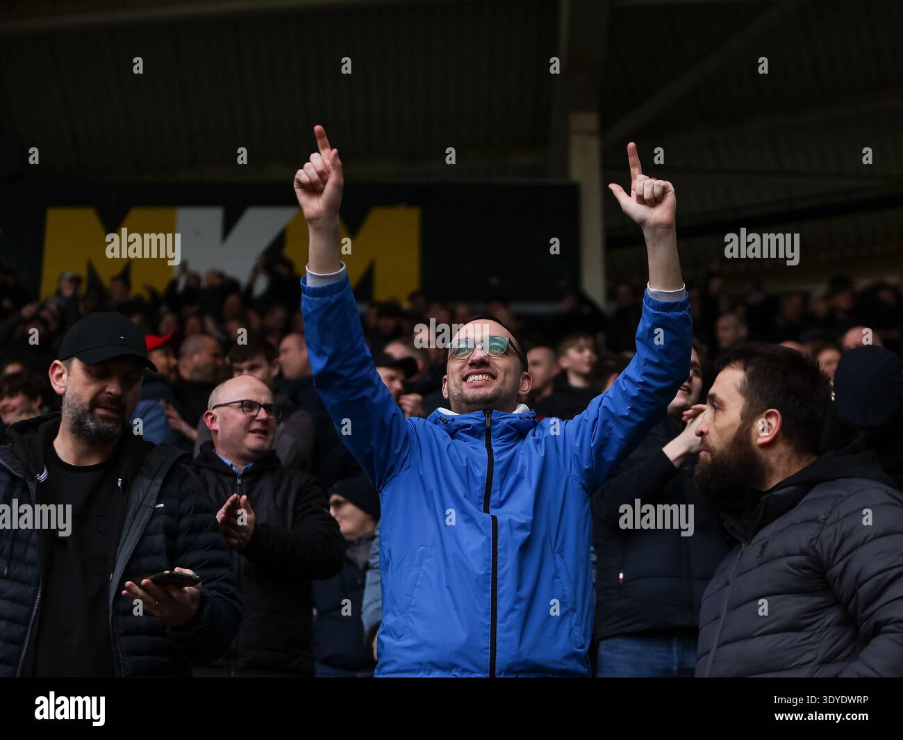 HULL, ENGLAND - MARCH 7: Millwall FC supporters celebrate their team’s ...