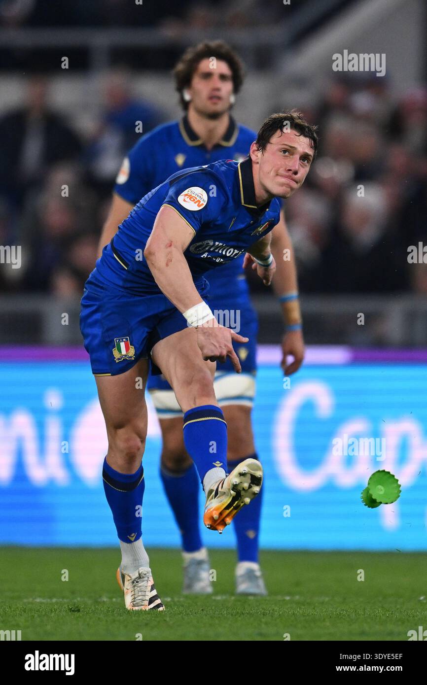Paolo Garbisi of Italy score during the Guinness Six Nations 2026 match ...