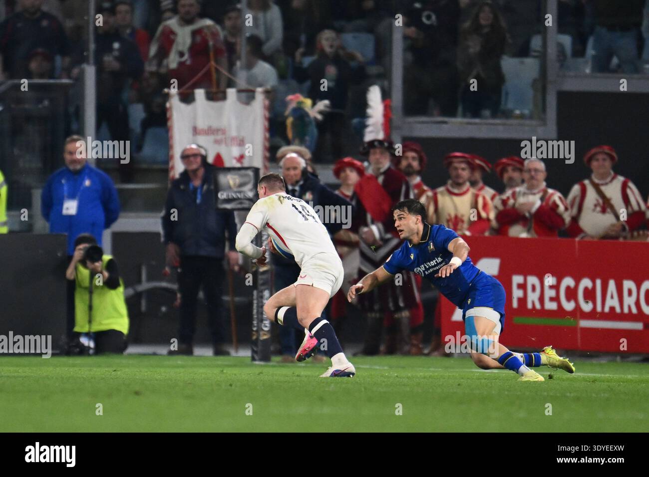 Tom Roebuck of England in to score a try during the Guinness Six ...