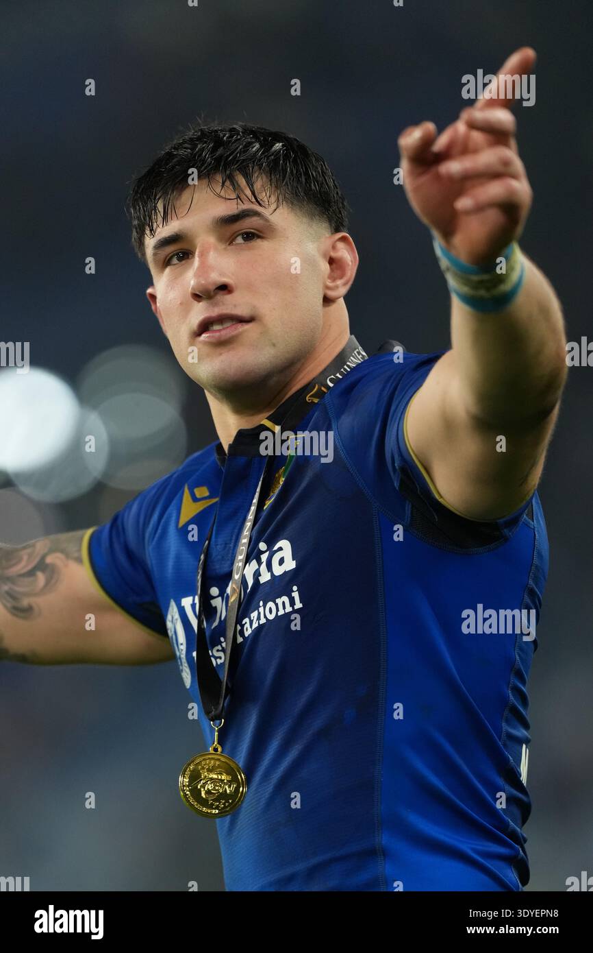 Tommaso Menoncello of Italy celebrates the victory at the end of the ...