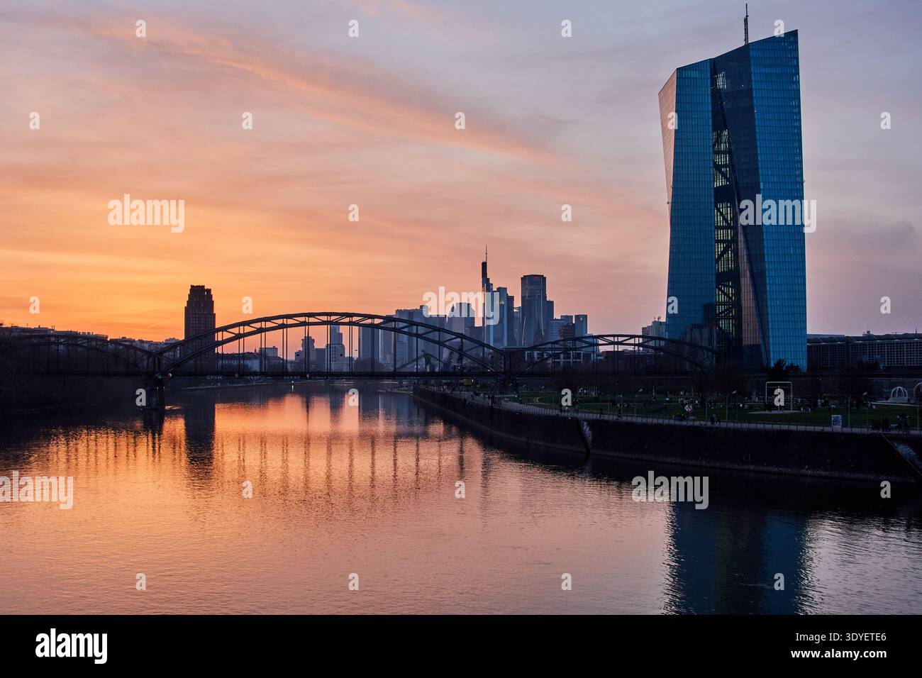 A slight amount of Sahara dust colors the sky over Frankfurt, Germany ...