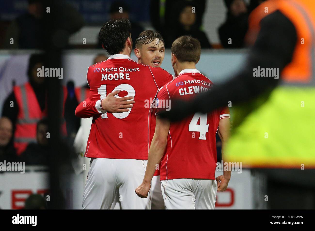Wrexham, UK. 07th Mar, 2026. Callum Doyle of Wrexham (c) celebrates ...