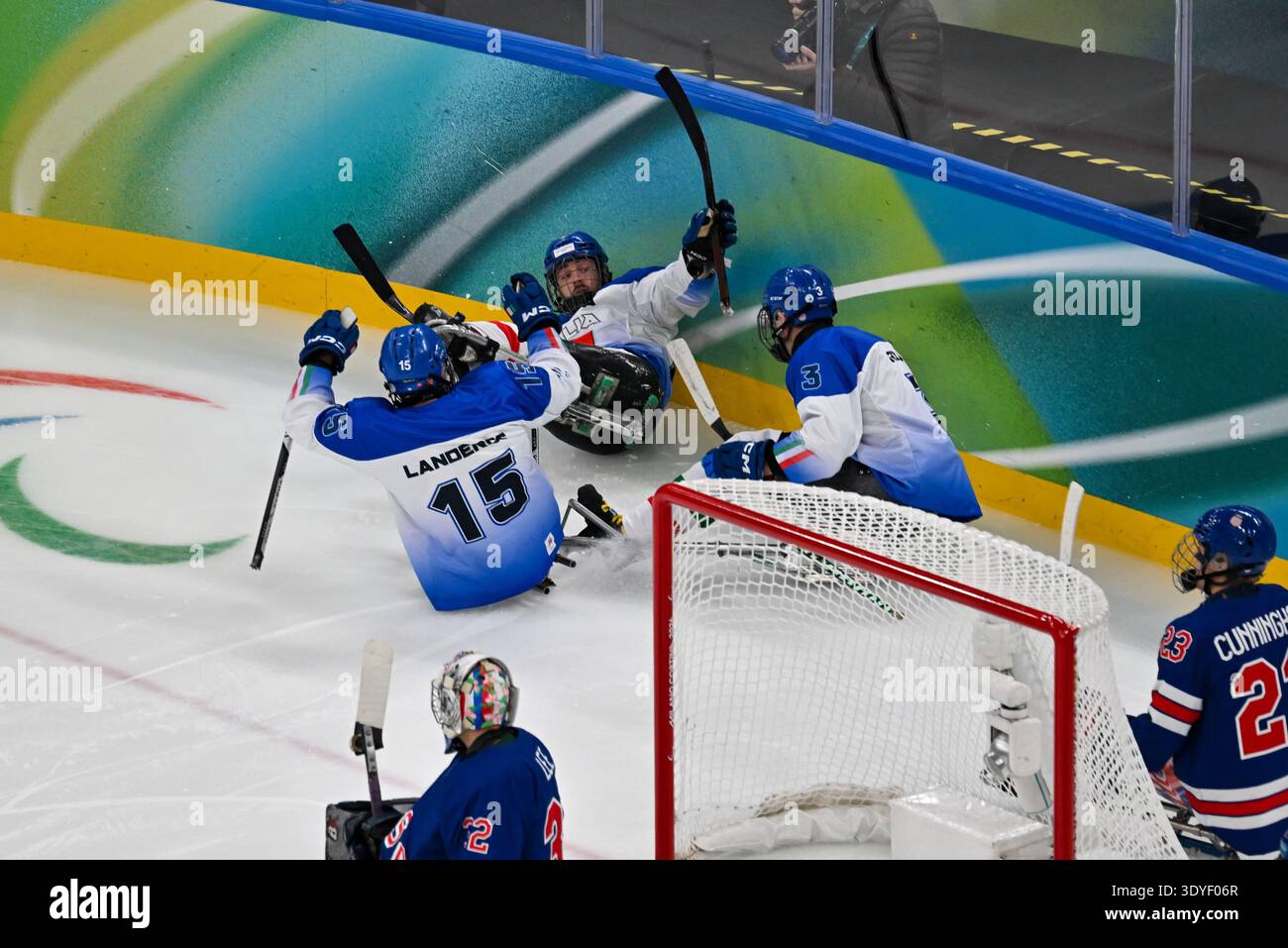 Italy's Depaoli Christoph score a goal during Paralympic WINTER GAMES ...