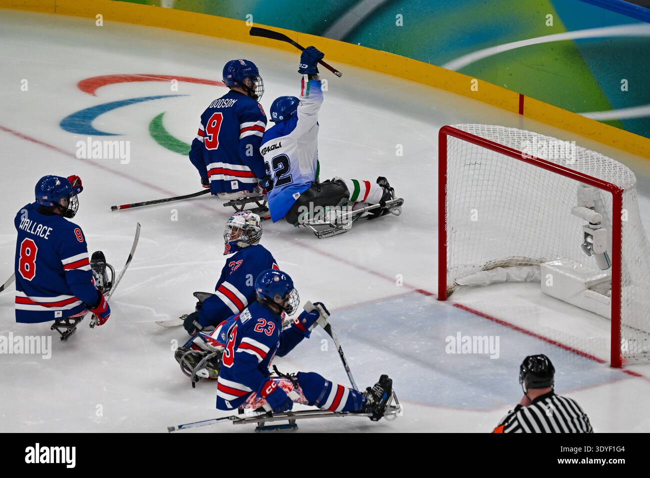 Italy's Depaoli Christoph score a goal during Paralympic WINTER GAMES ...
