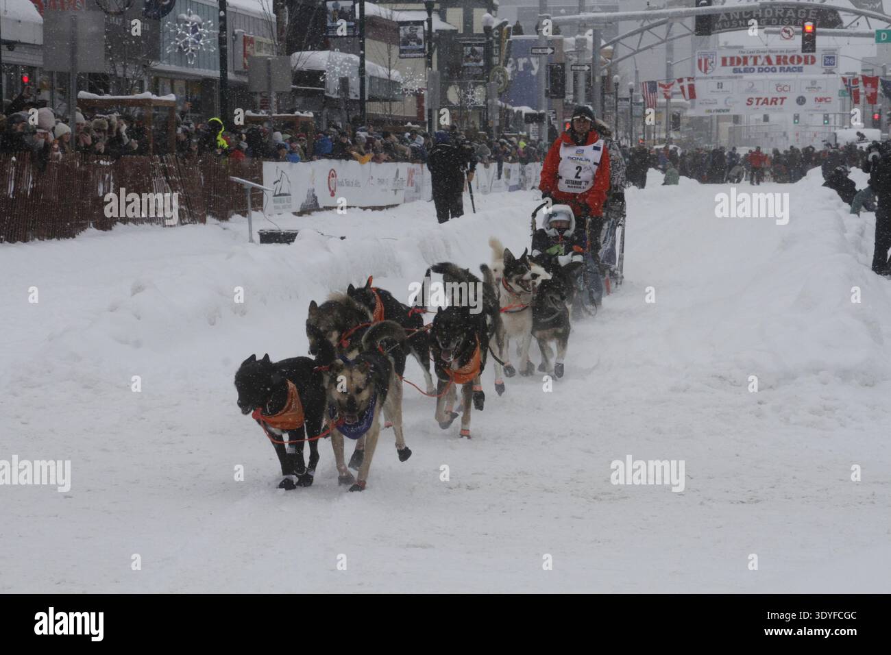 Rookie musher Adam Lindenmuth of Willow, Alaska, drives his dog team ...