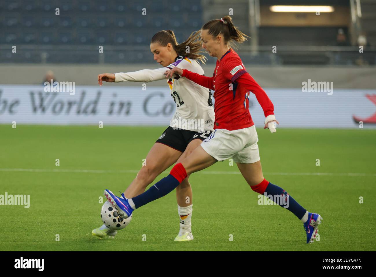 Stavanger, Norwegen: 07. März 2026: UEFA Frauen WM-Qualifikationsspiel ...